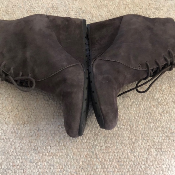 Clarks | Shoes | Clarks Artisan Gray Suede Wedge Boots | Poshmark